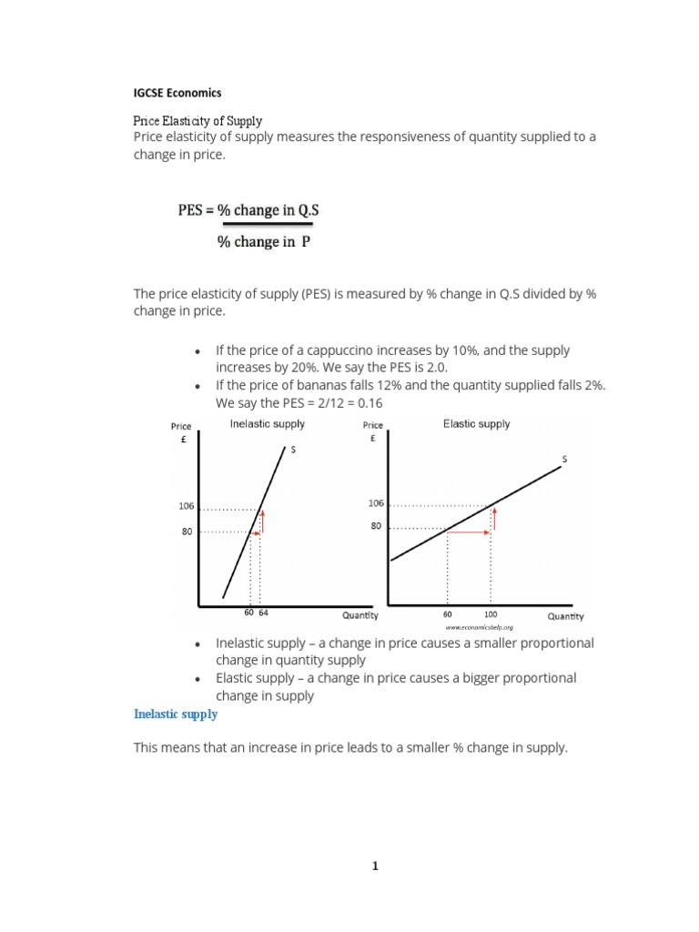IGCSE Economics - Price Elasticity of Supply Explained | PDF ...