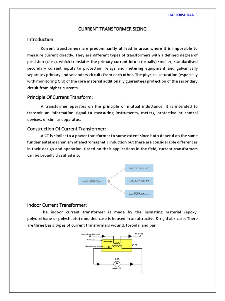 Current Transformer Sizing Guide | PDF | Transformer | Electrical ...