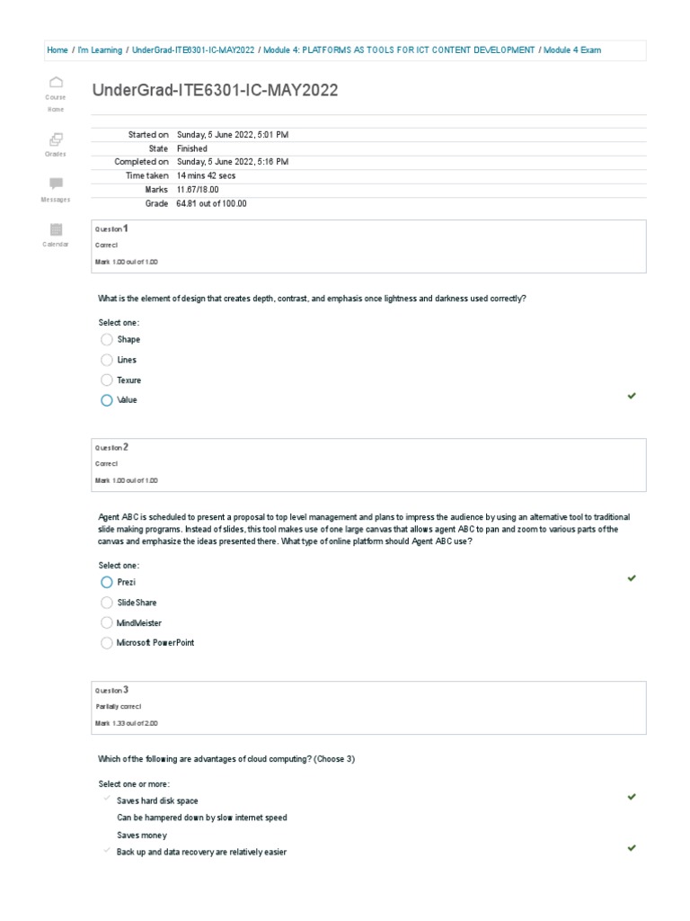 Module 4 Exam - Attempt Review Netacad ITE 6301 | PDF | Information ...
