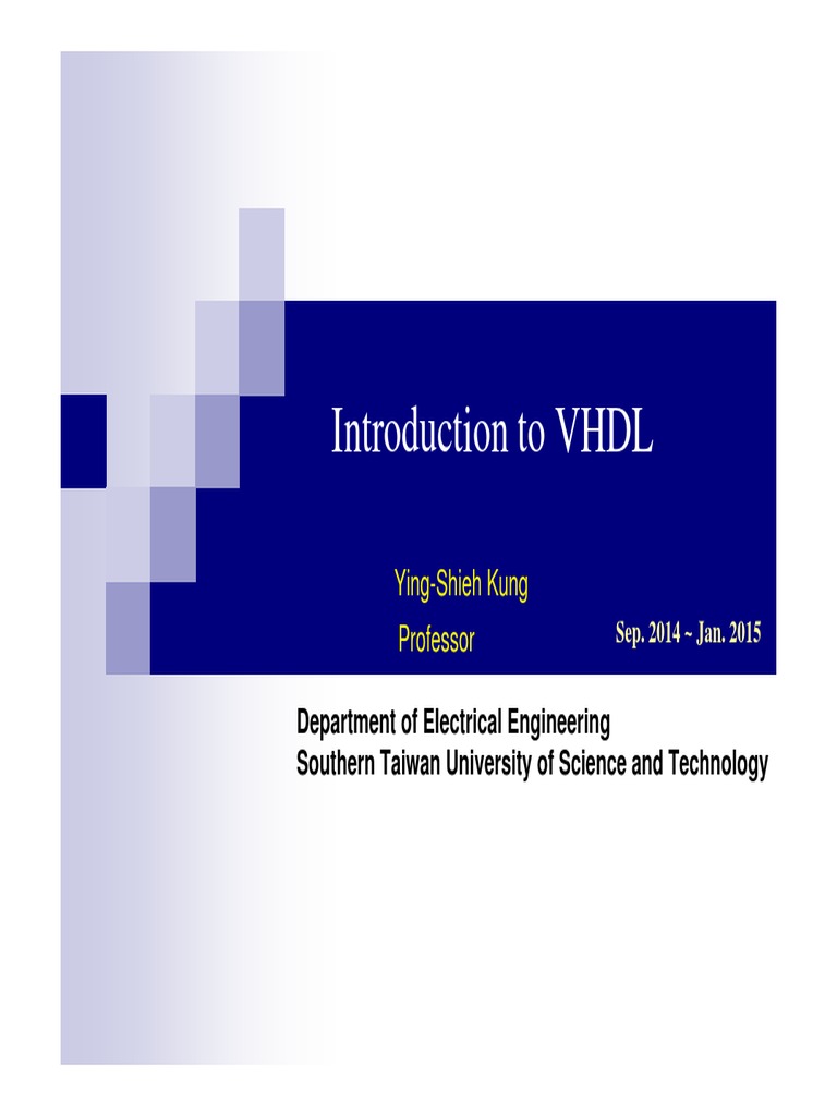 Introduction To VHDL - 2014FS | PDF | Data Type | Vhdl Introduction To VHDL - 2014FS | PDF | Data Type | Vhdl