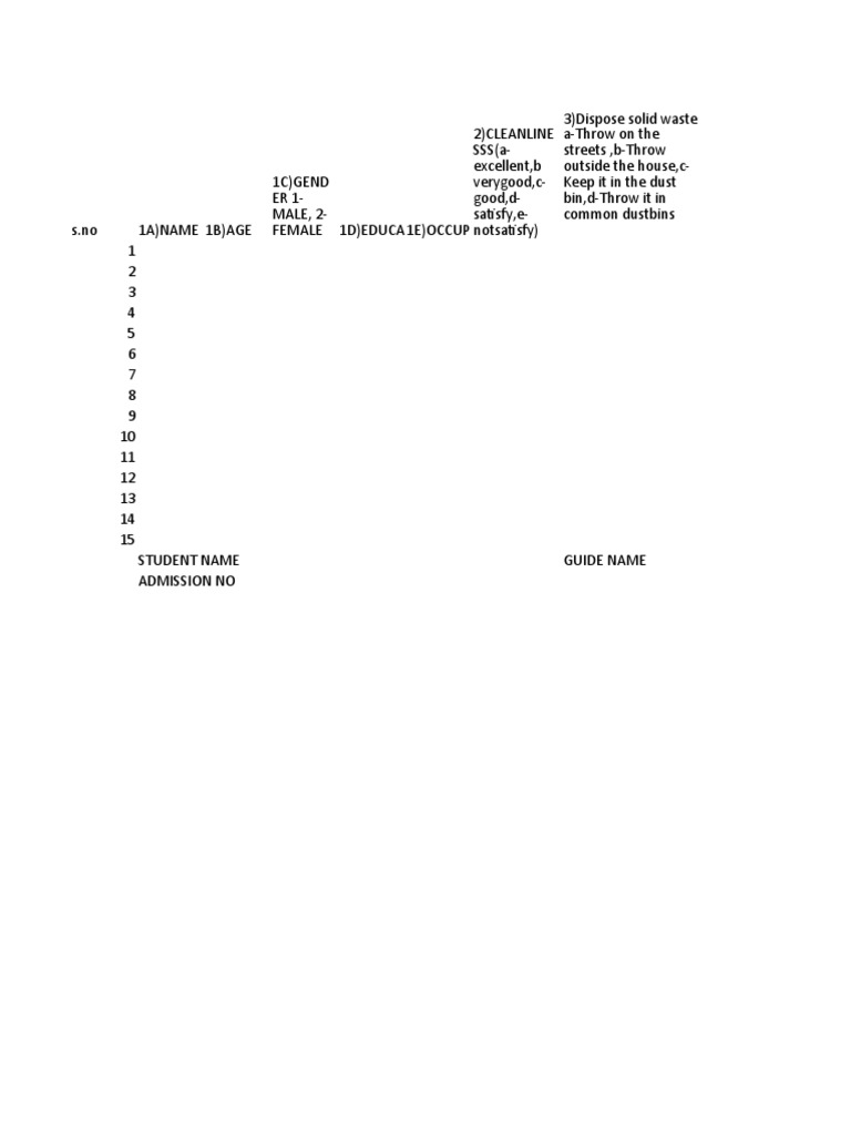 DATA ENTRY Excel Worksheet | PDF | Health Sciences | Hygiene