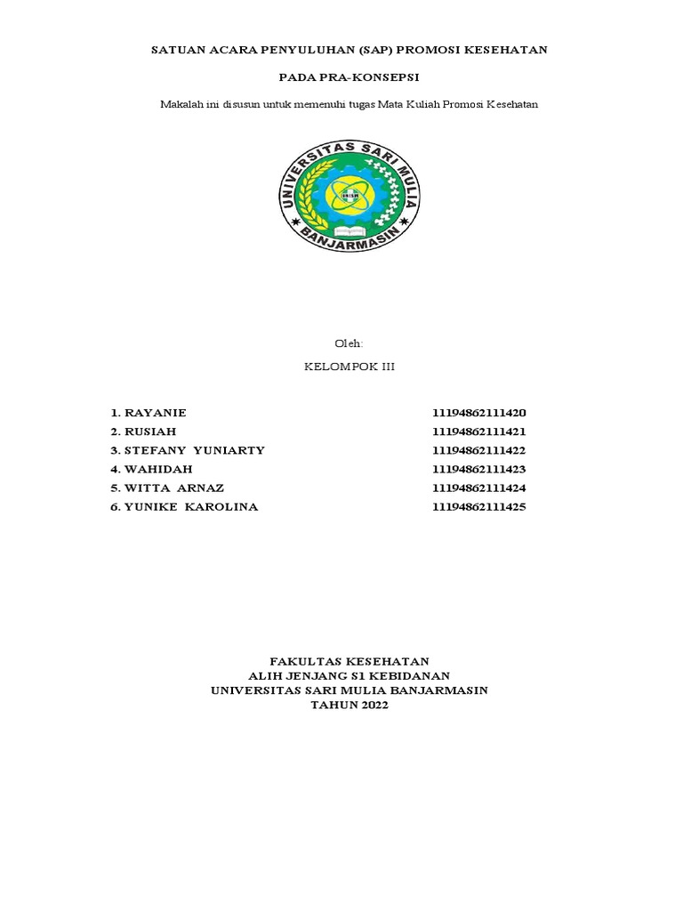 SAP Promosi Kesehatan Pra-Konsepsi | PDF
