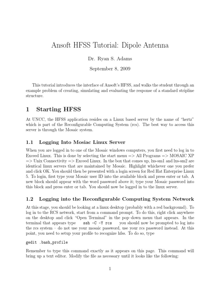 Ansoft HFSS Tutorial: Creating, Simulating and Evaluating a Dipole Antenna in HFSS | PDF ...