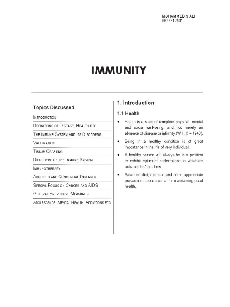 Immunity 1 Notes | PDF | Immune System | Antibody