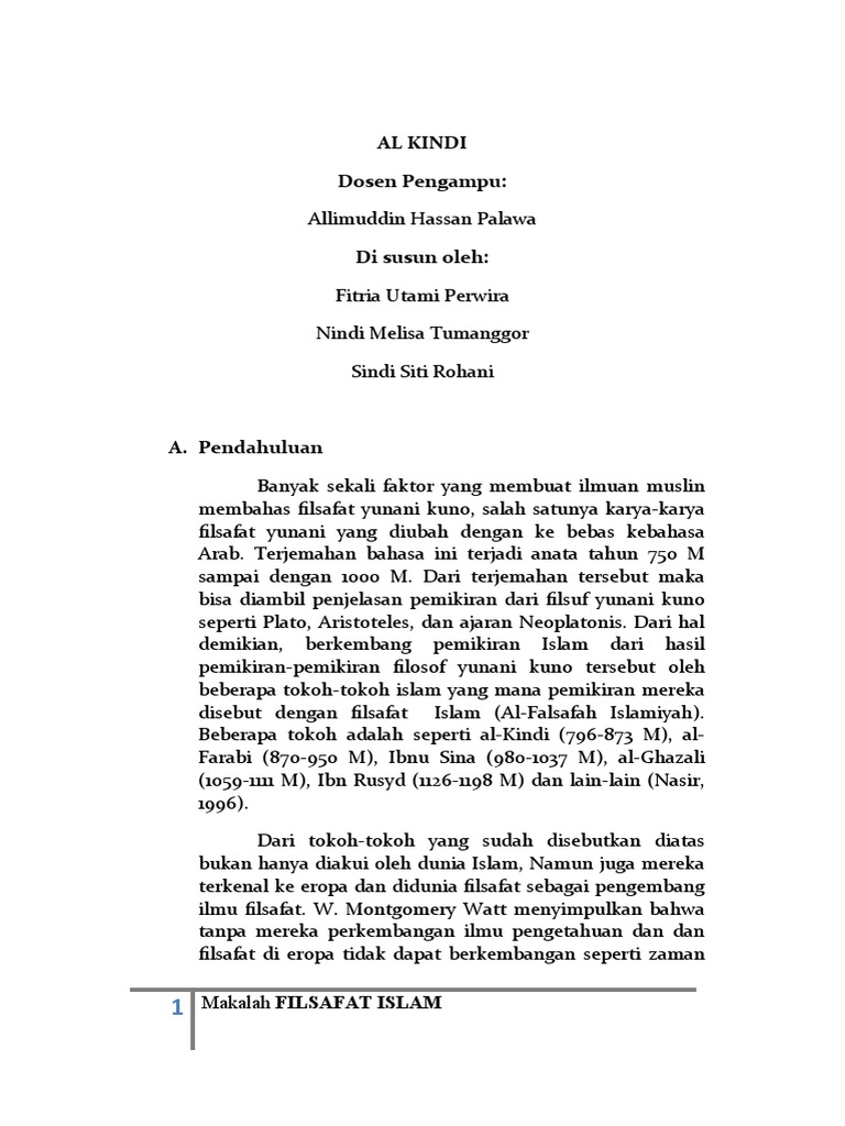 Al-Kindi: Filosof Islam Pertama | PDF | Agama & Spiritualitas