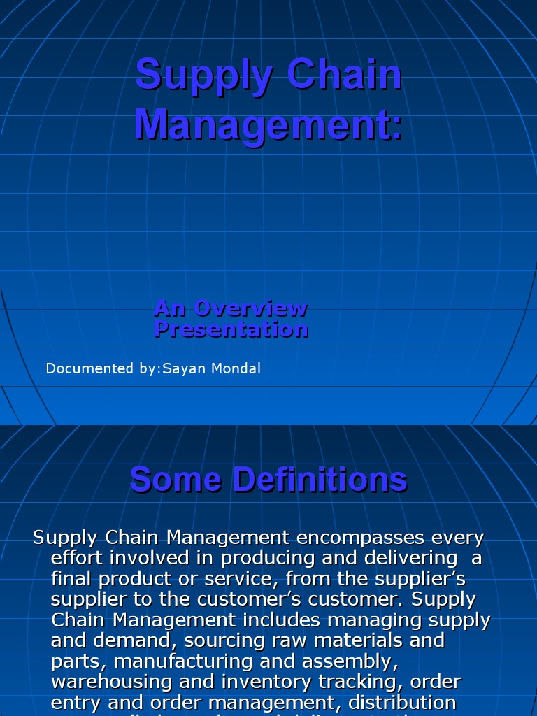 Supply Chain Management Presentation | PDF | Supply Chain Management ...