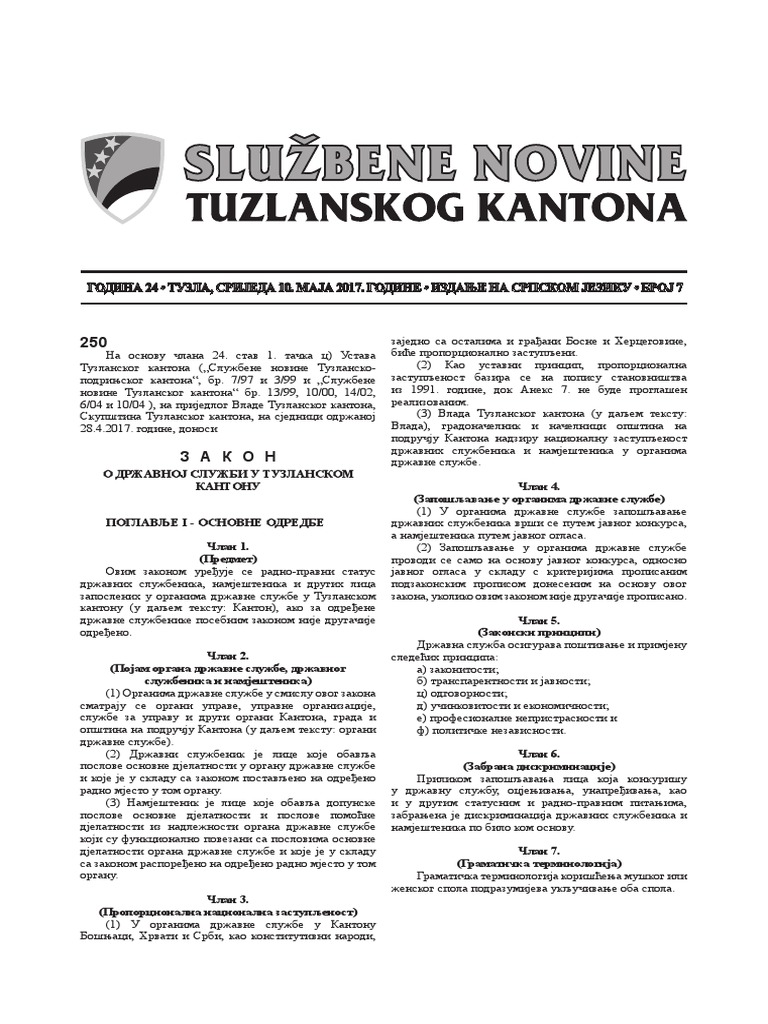 Zakon o Drzavnoj Sluzbi TKa 2017 | PDF Zakon o Drzavnoj Sluzbi TKa 2017 | PDF