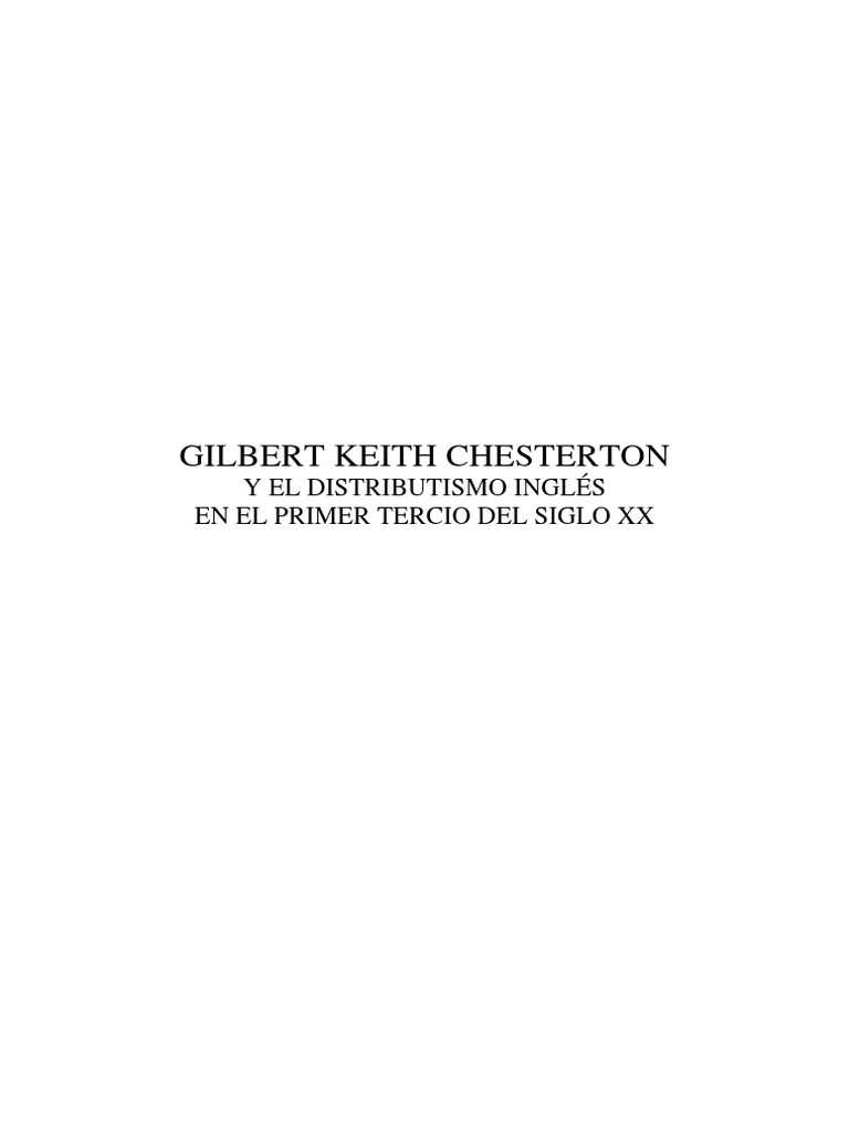 Chesterton y el distributismo inglés | PDF | GK Chesterton | George ...