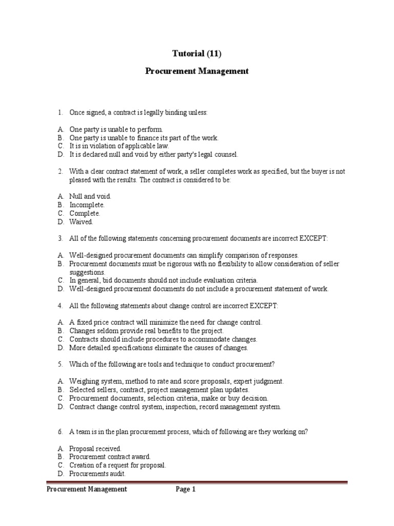 Procurement Management - Question | PDF | Procurement | Negotiation