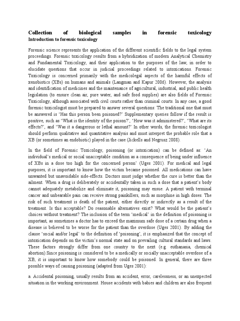 Collection and Labeling of Biological Samples in Forensic Toxicology ...
