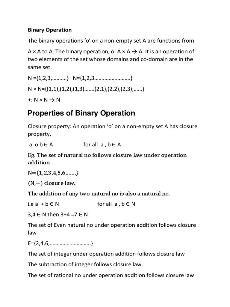 Binary Operation | PDF | Multiplication | Group (Mathematics)