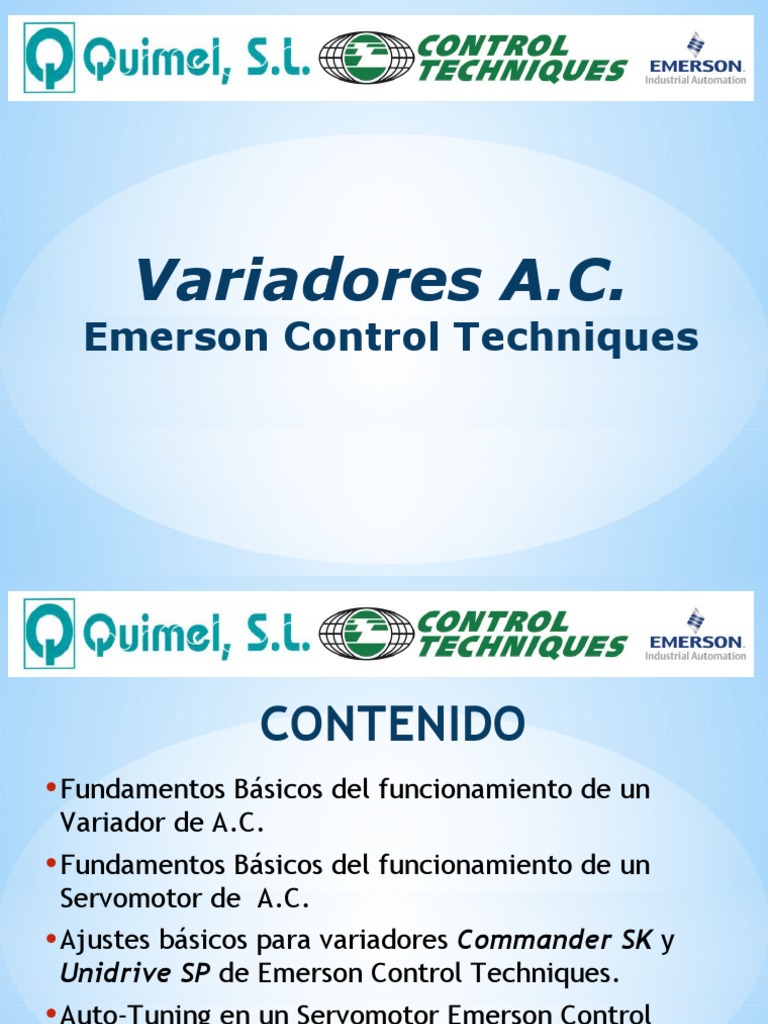 Variadores y Servomotores Emerson A.C. | PDF | Corriente alterna | Fuerza