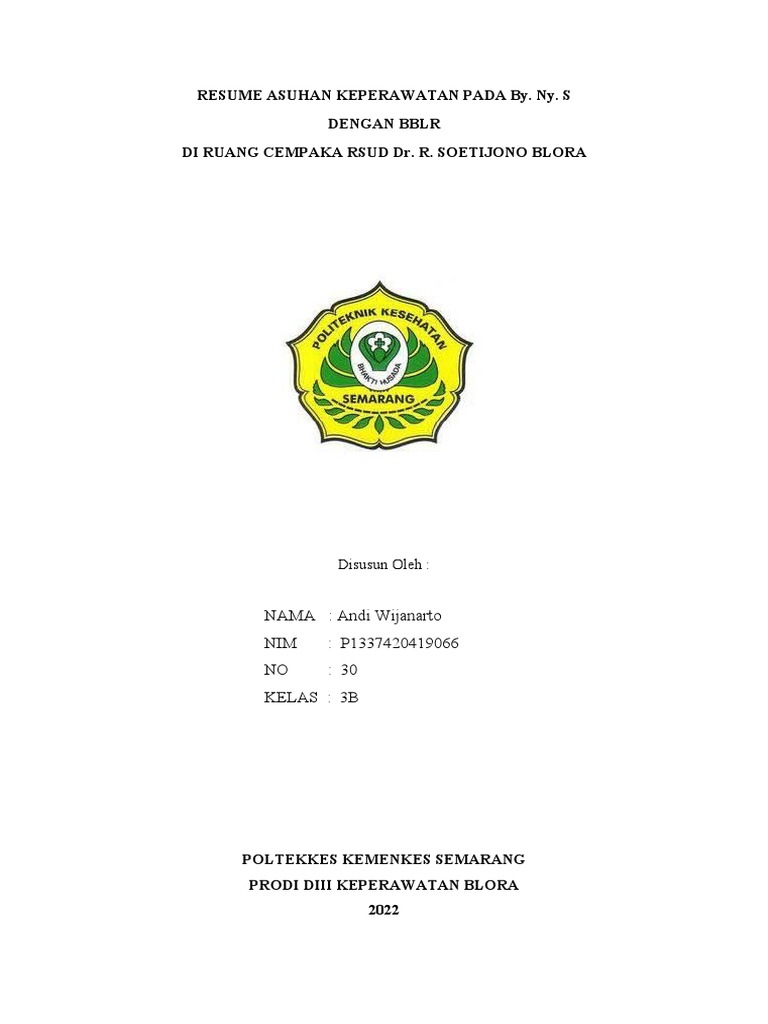Resume Asuhan BBLR di RSUD Blora | PDF | Kesehatan Holistik