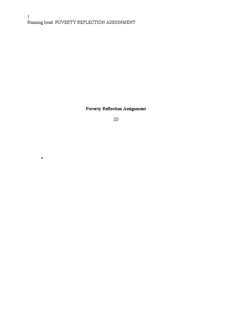 Poverty Reflection Assignment | PDF | Poverty | Poverty & Homelessness