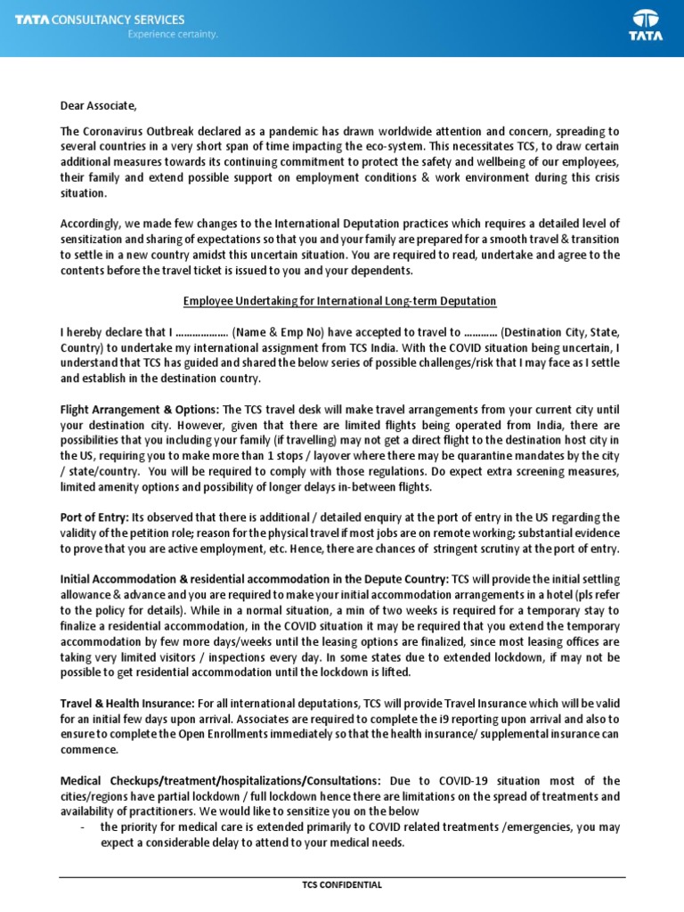 Undertaking International Deputation US | PDF | Social Security Number ...