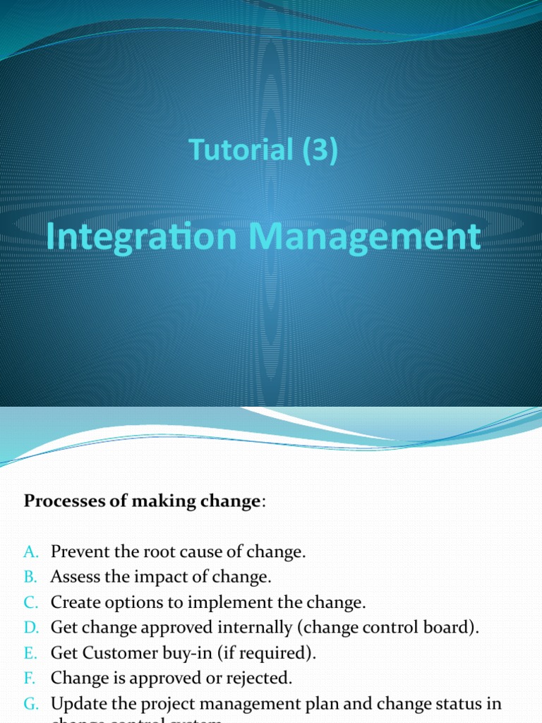 Tutorial (3) : Integration Management | PDF | Project Management ...