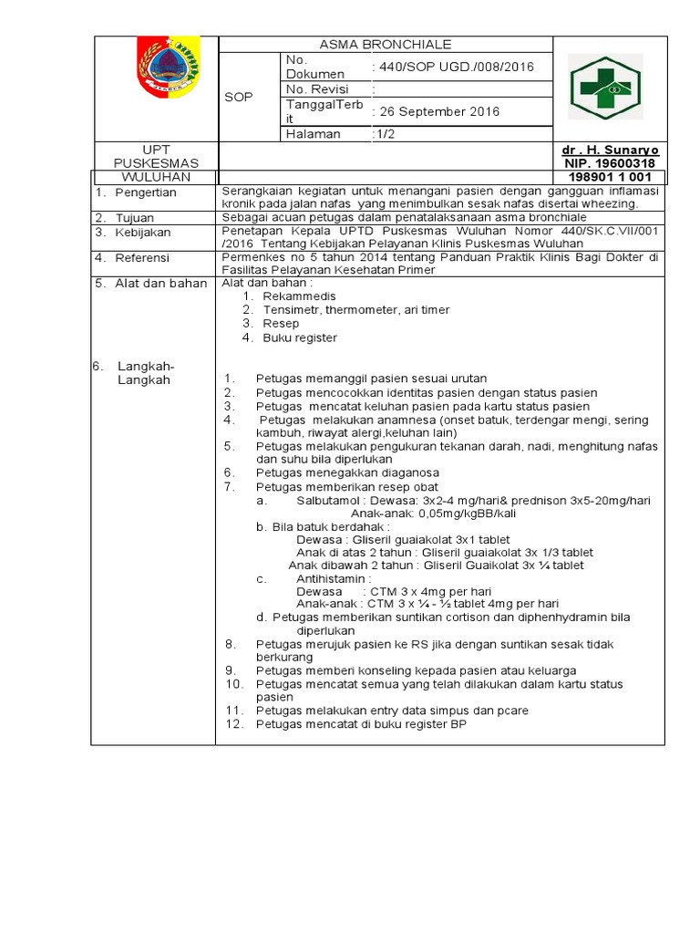 Sop Asma Bronchiale (J45) | PDF