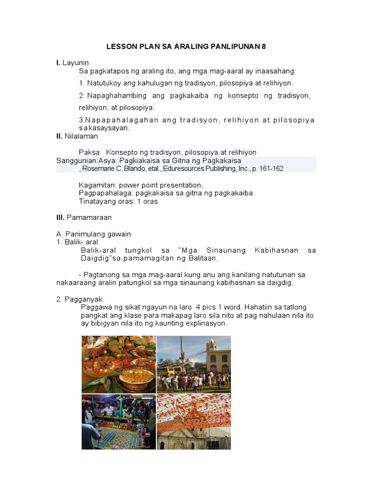 Lesson Plan Sa Araling Panlipunan 8 | PDF