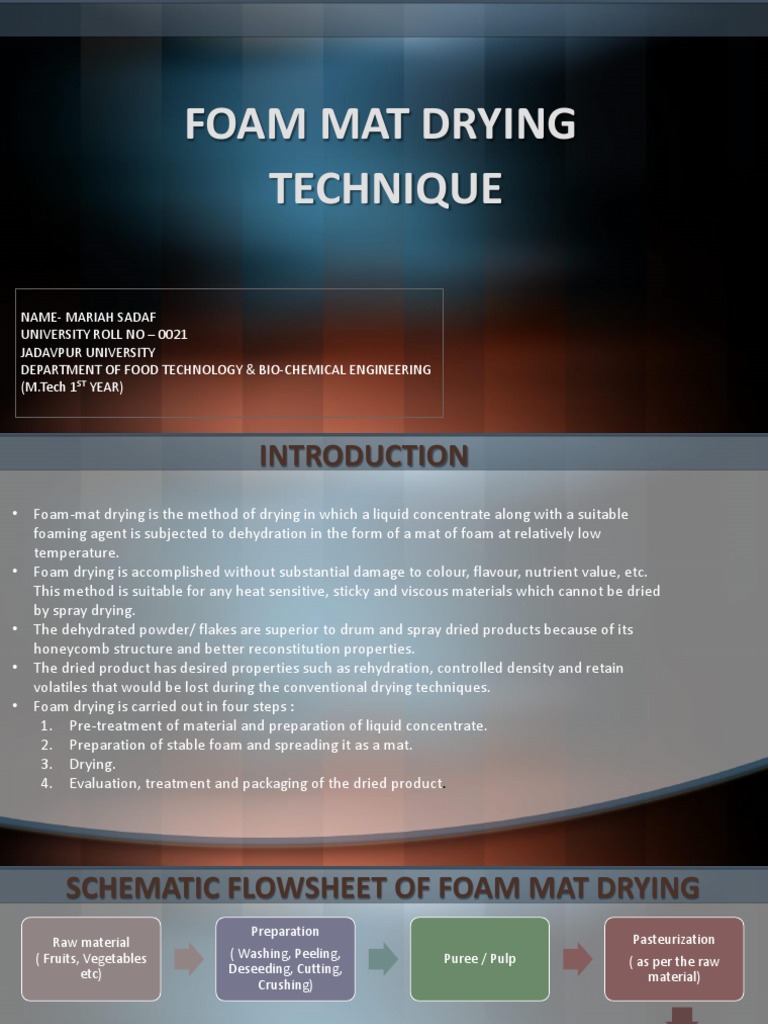 Foam Mat Drying Technique | PDF | Foam | Colloid