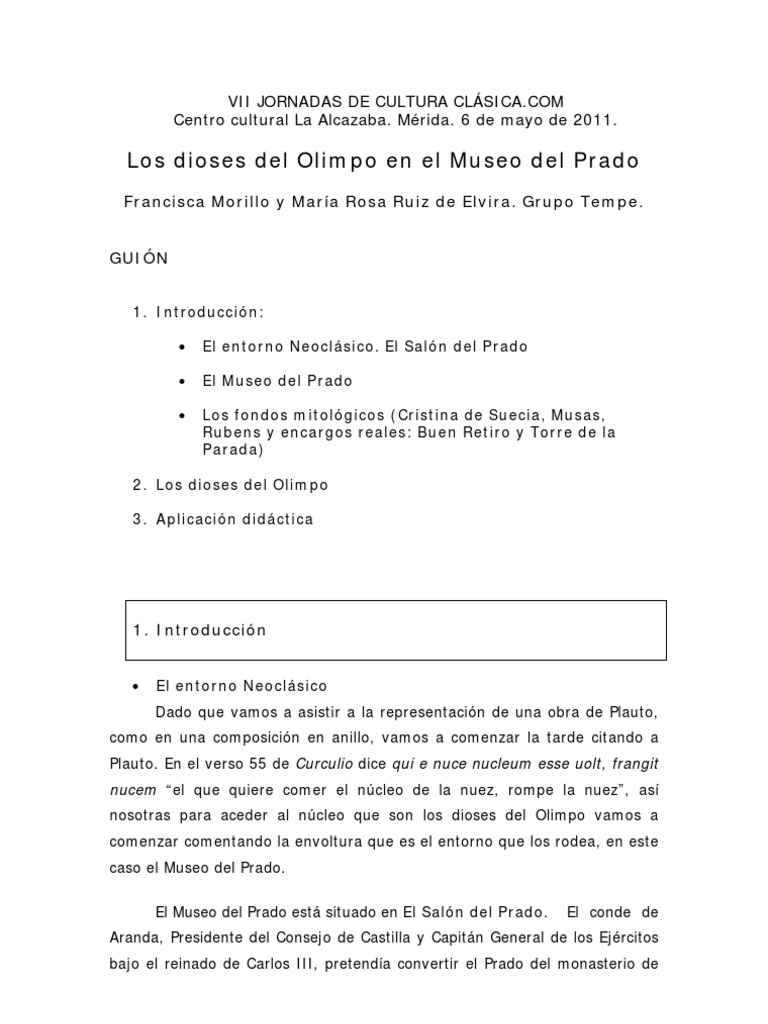 Dioses Del Olimpo Museo Del Prado - Ponencia | PDF | Hera | Pinturas