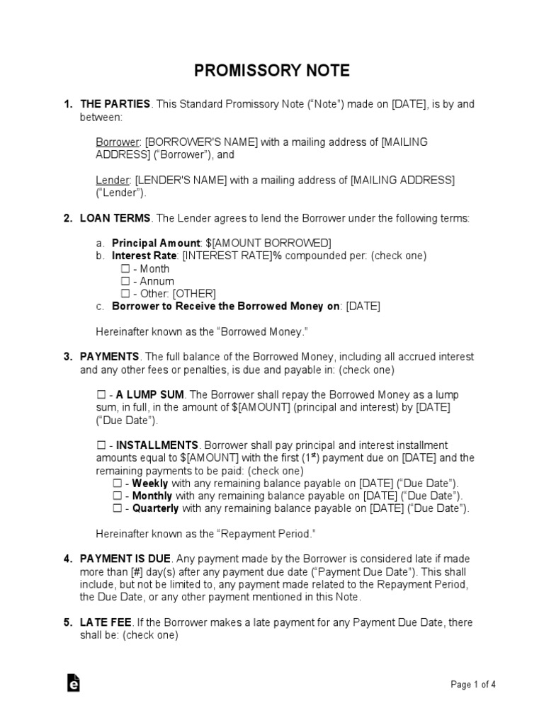 Standard Promissory Note Template | PDF | Interest | Promissory Note