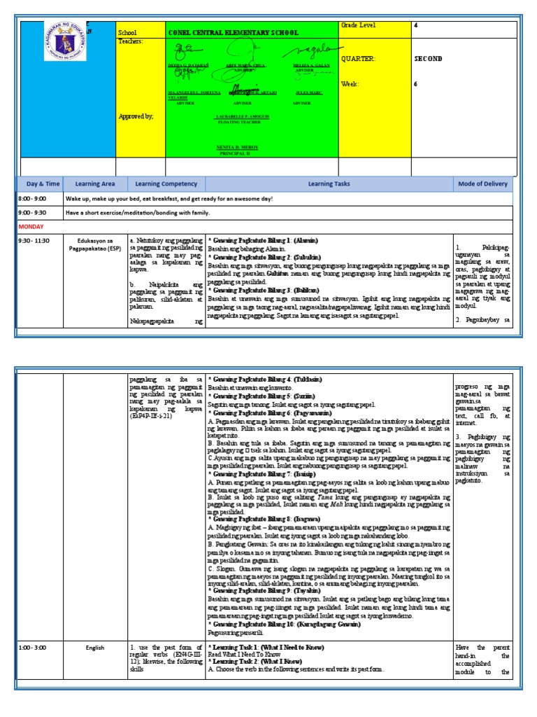 WHLP Detailed Grade 4 Q2 W7 All Subjects | PDF