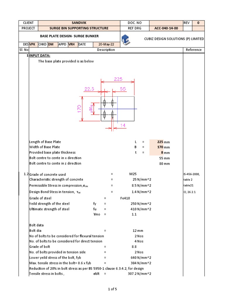 Connection Surge Bin Supp Beam1 | PDF | Stress (Mechanics) | Applied And Interdisciplinary Physics