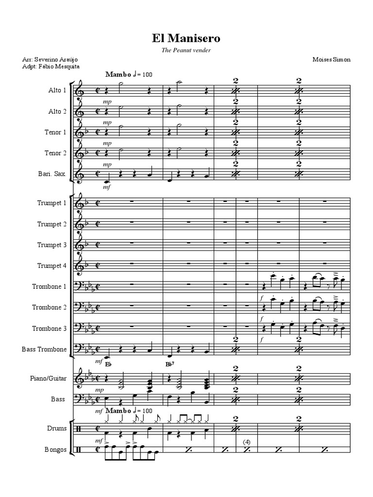 00el Manisero Score | PDF | Musical Techniques | Vocal Music