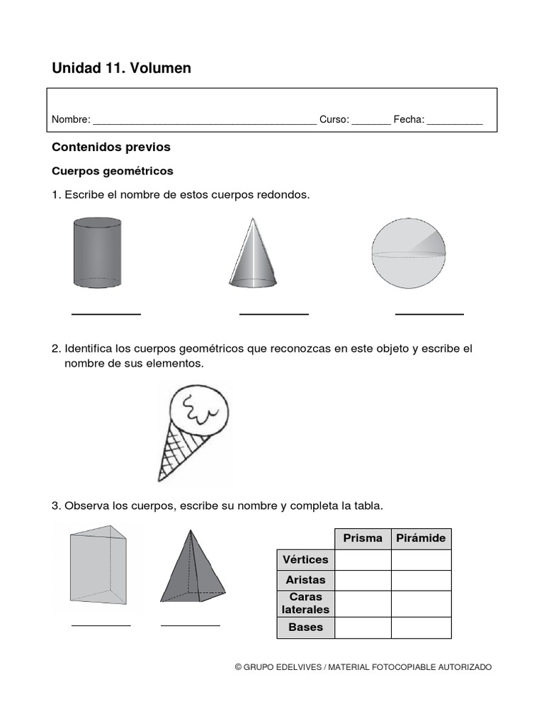 Examen Tema 11 | PDF | Volumen | Geometría