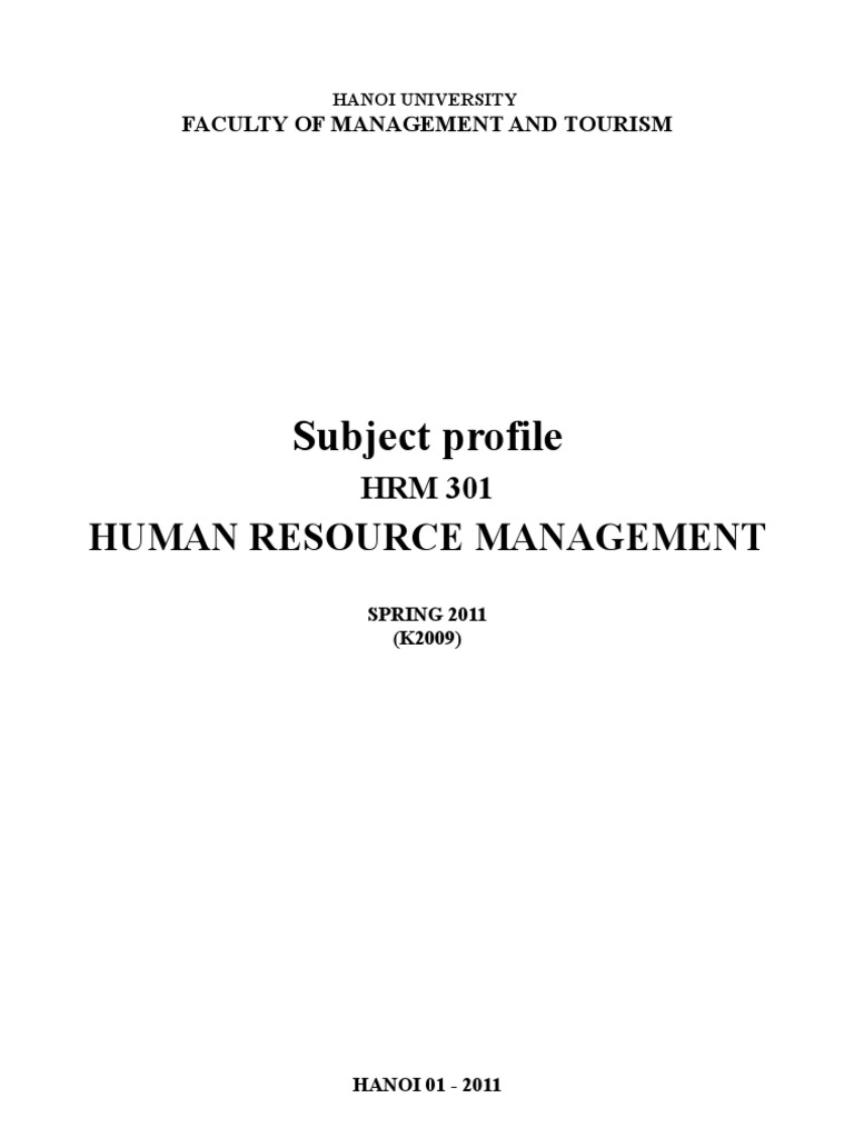 Course Outline - HRM 2011 | PDF | Human Resource Management ...