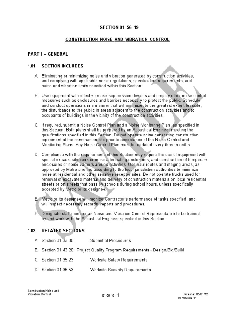 Construction Noise and Vibration Control Plan | PDF | Noise | Acoustics