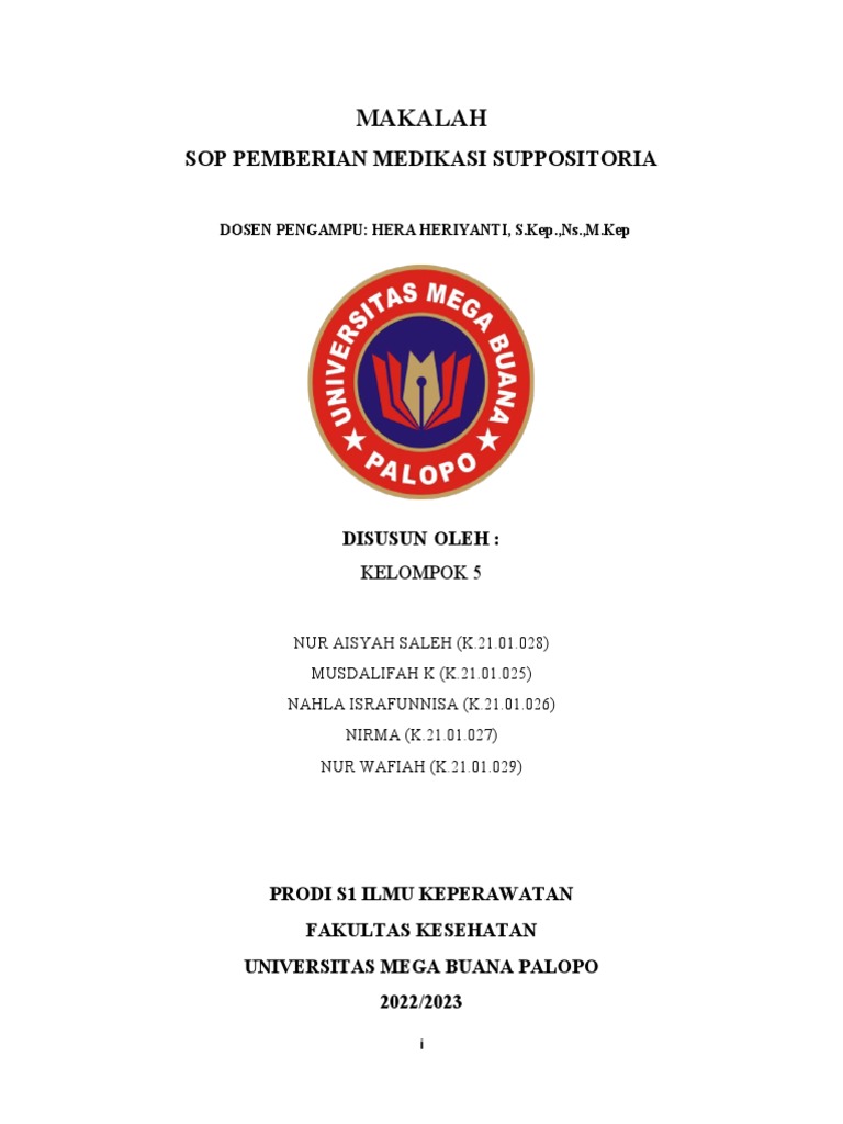 KLP 5 Makalah Sop Pemberian Medikasi Suppositoria | PDF | Kesehatan Holistik