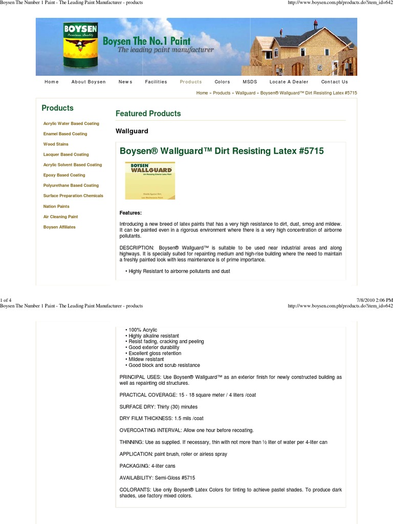 Boysen Wallguard Preparation | PDF | Acrylic Paint | Paint