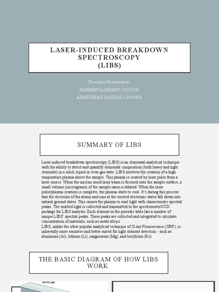 Laser-Induced Breakdown Spectroscopy Photonics Presentation | PDF