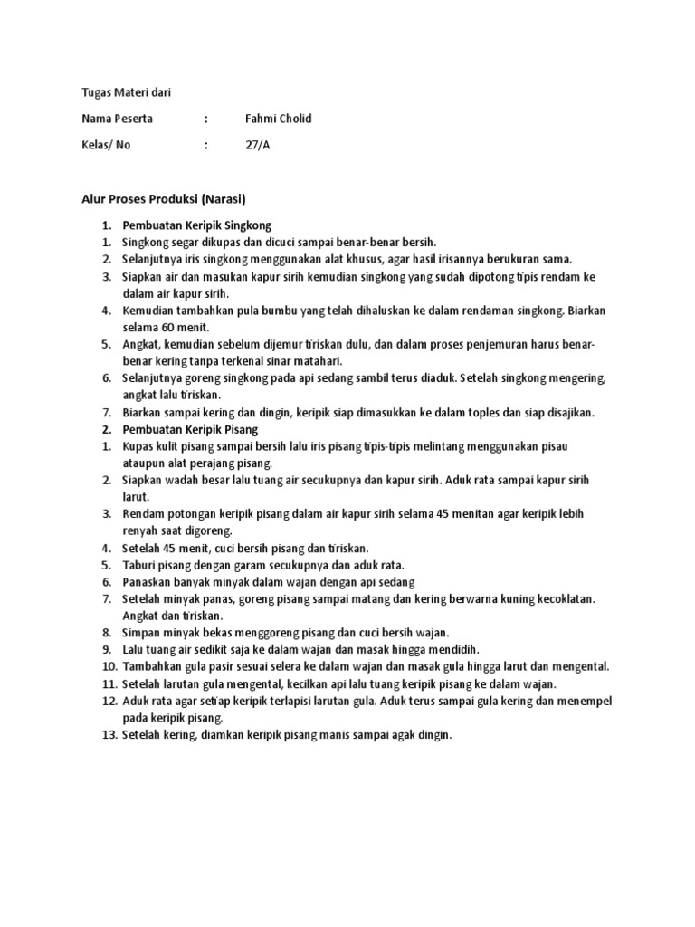 Tugas Alur Proses Produksi Fahmi Cholid | PDF