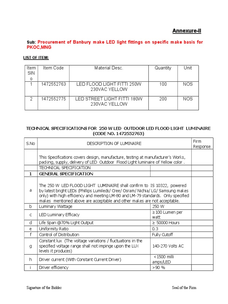 LED FLood Light-Specification Sheet | PDF