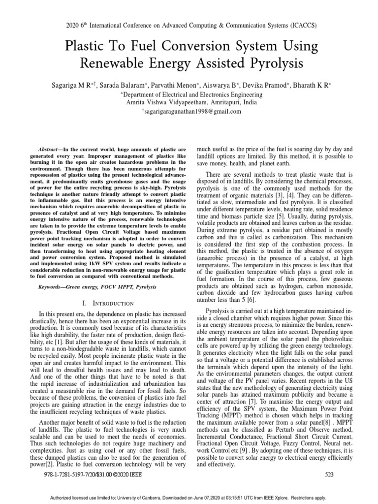 Plastic To Fuel | PDF | Pyrolysis | Waste Management