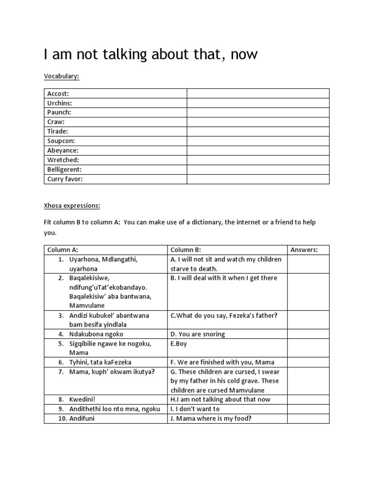 Summary of "I Am Not Talking About That" | PDF | Irony