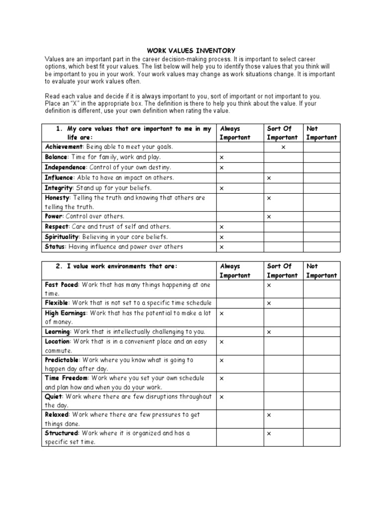 3 Work Values Inventory | PDF | Value (Ethics) | Communication