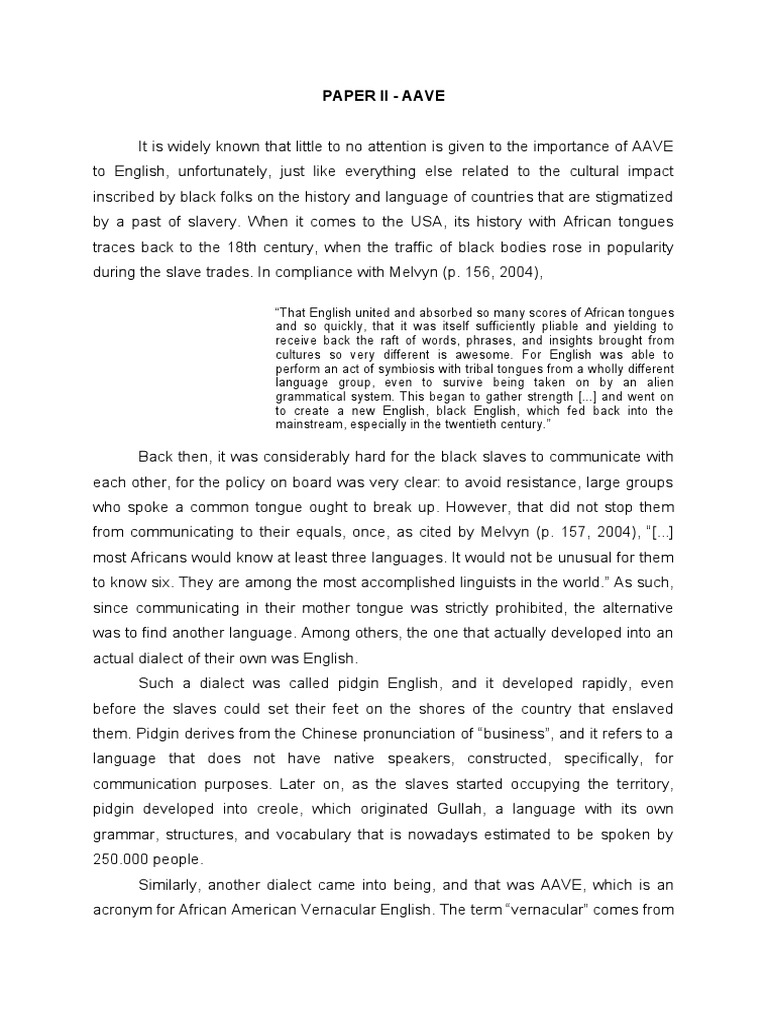 Paper On AAVE | PDF | English Language | Dialect
