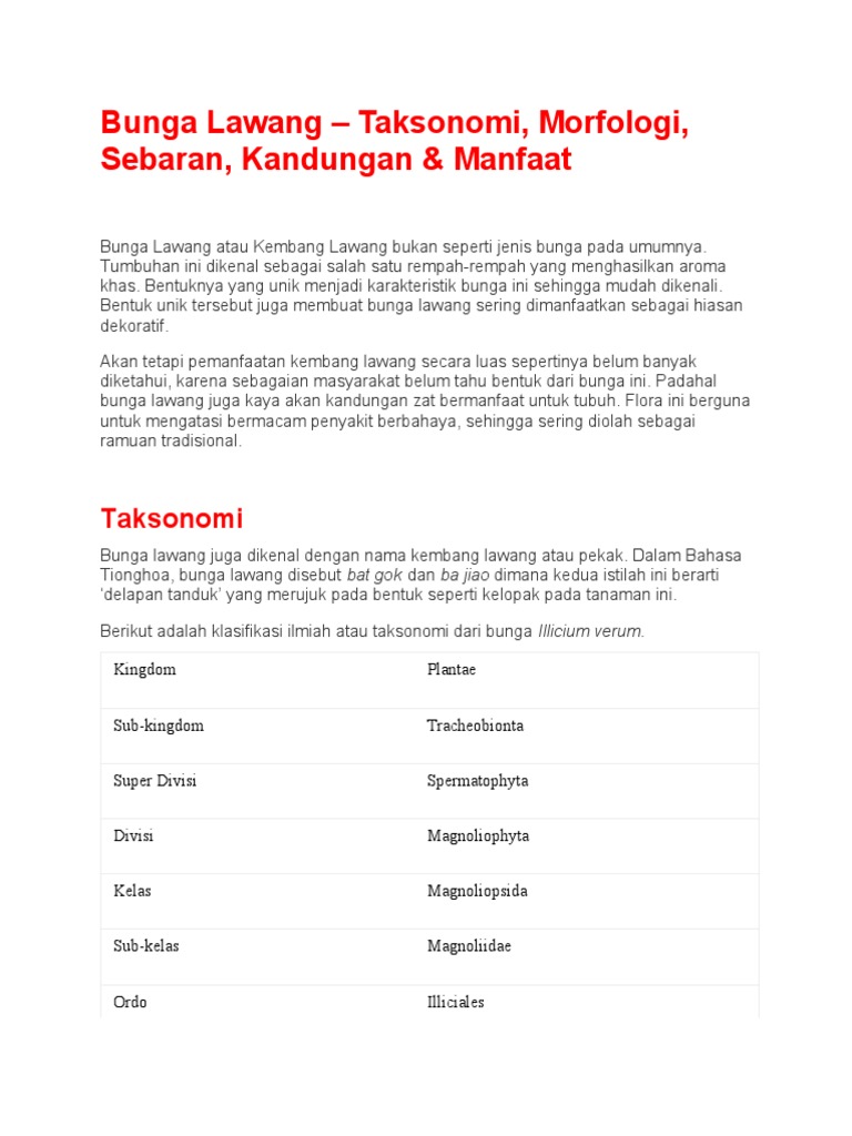 Bunga Lawang: Manfaat dan Kandungan | PDF