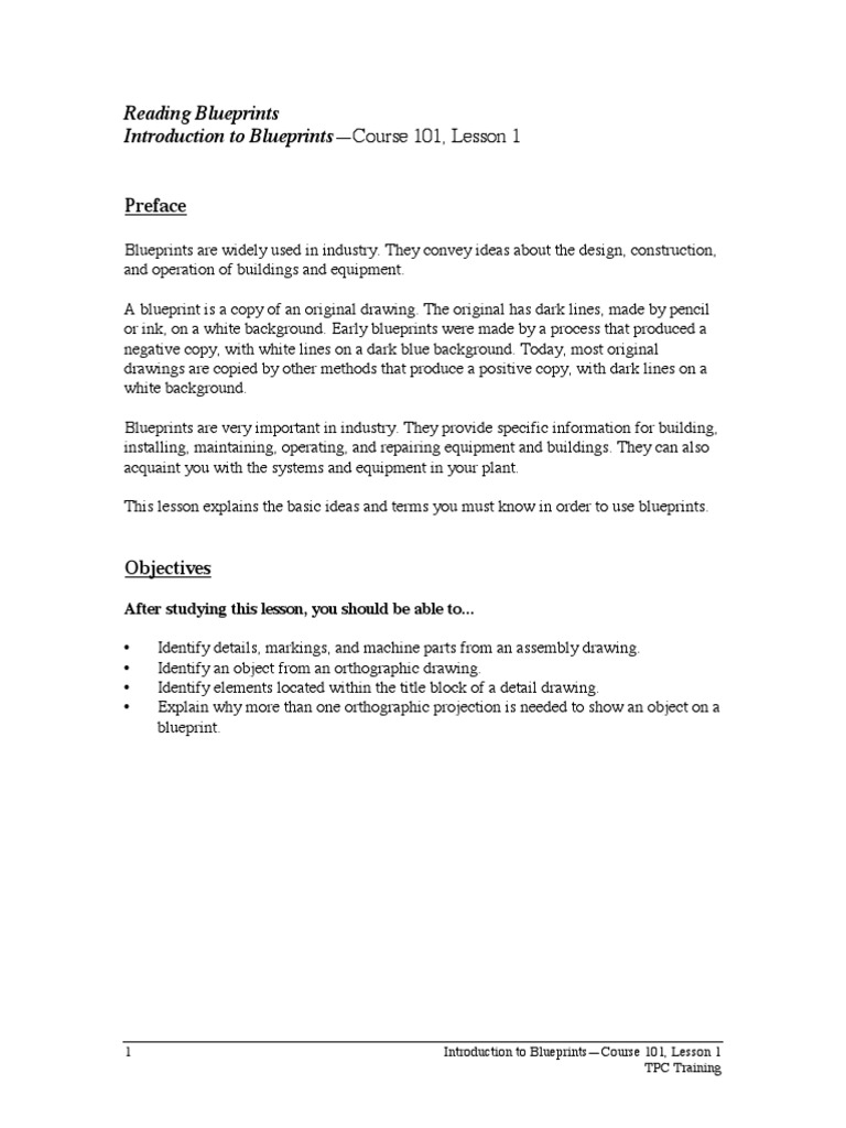 Preface: Reading Blueprints Introduction To Blueprints-Course 101, Lesson 1 | PDF | Geometry