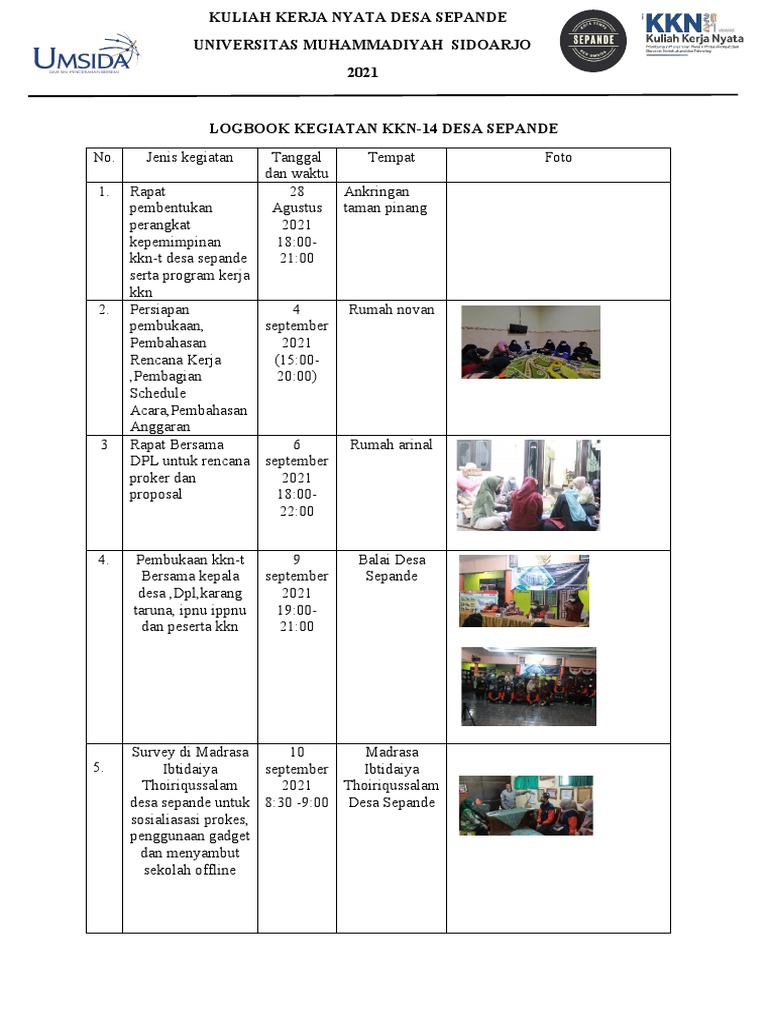 Logbook Kegiatan KKN | PDF