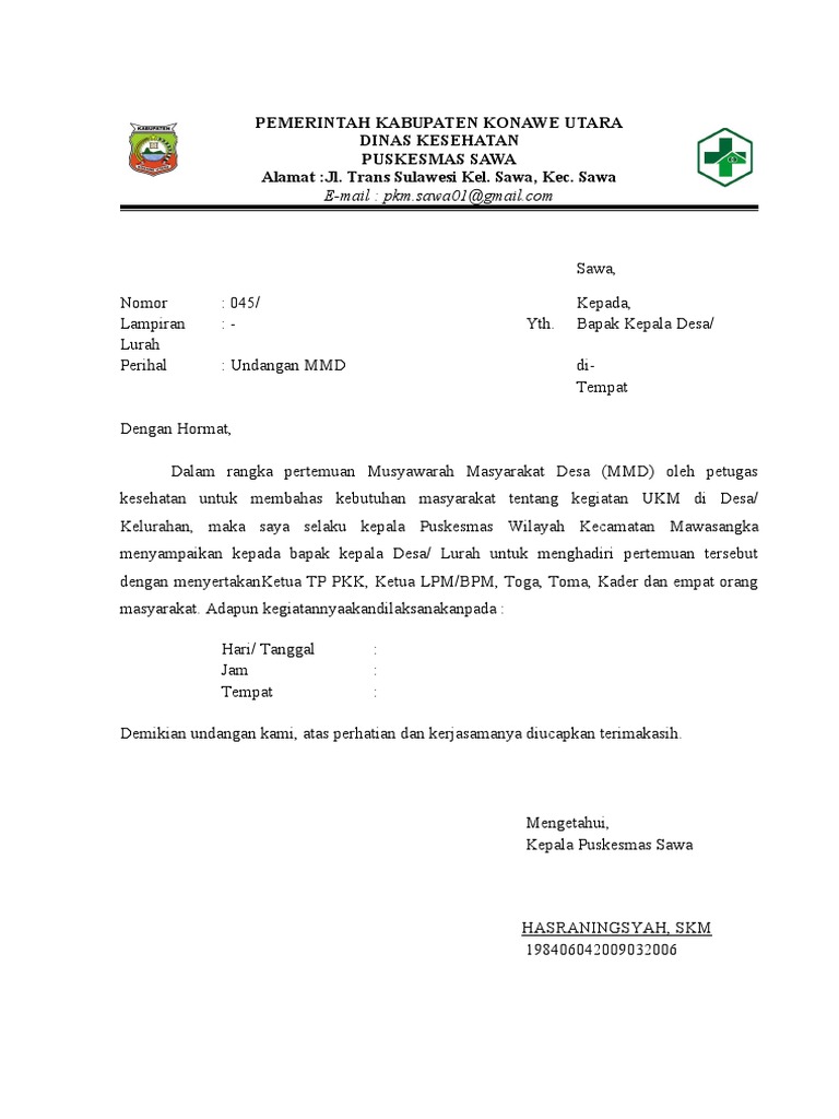 Undangan Pertemuan Musyawarah Masyarakat Desa | PDF