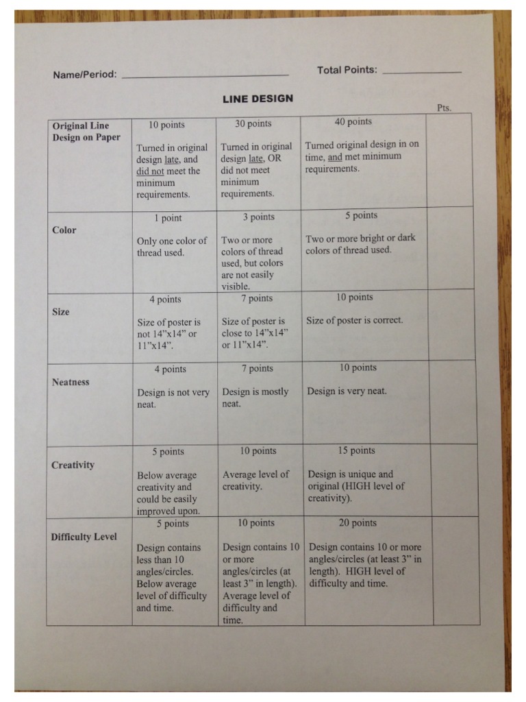 Line Design Rubric | PDF