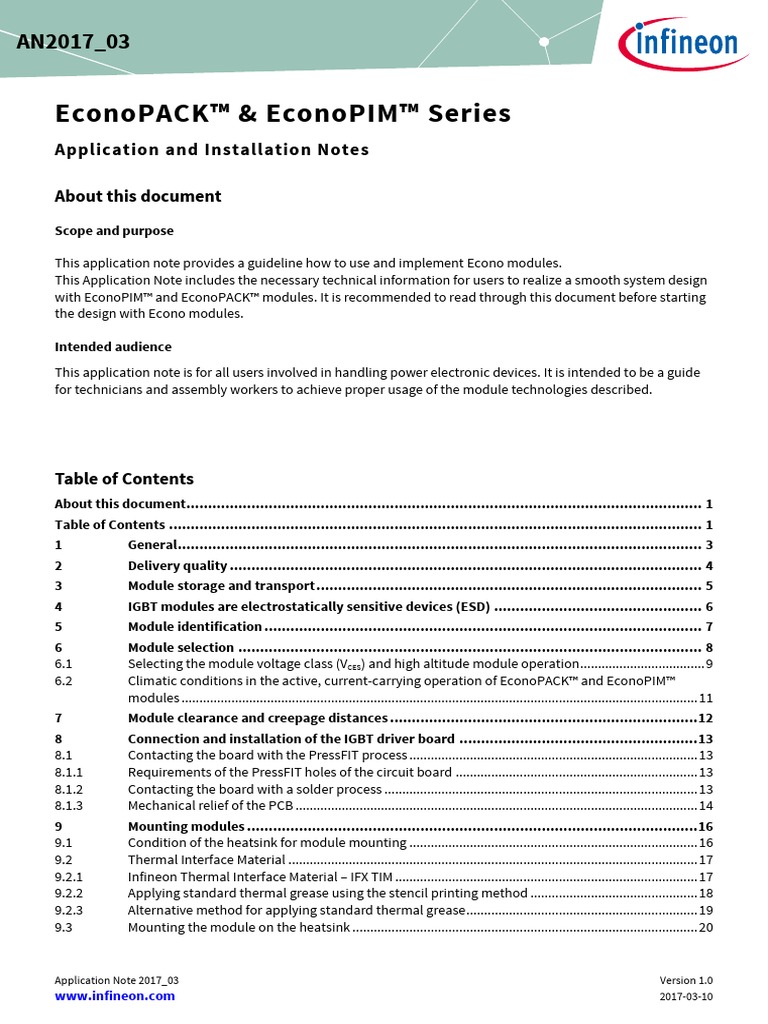Infineon-EconoPACK - EconoPIM - Series - ApplicationNotes-v01 - 00-EN | PDF