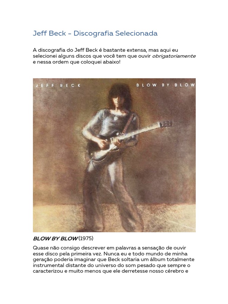 Jeff Beck Discografia Selecionada | PDF | Música popular | Artes Cênicas