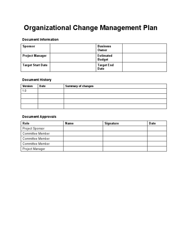 Organizational Change Management Plan | PDF | Change Management ...