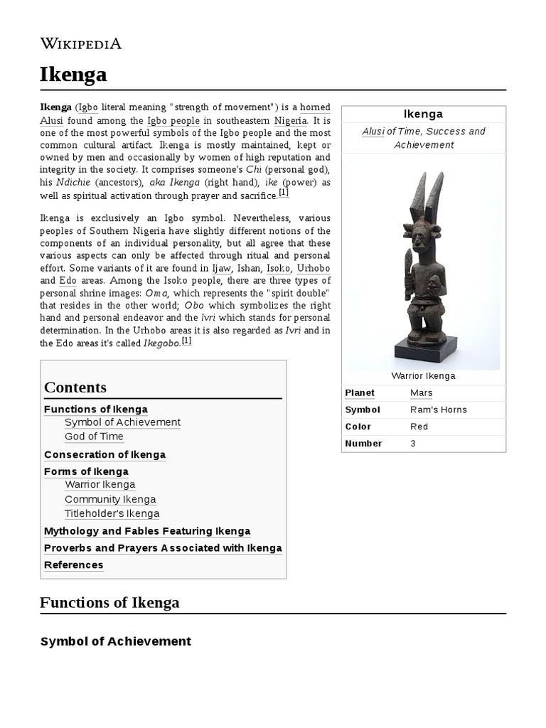 Ikenga: Ikenga (Igbo Literal Meaning "Strength of Movement") Is A ...