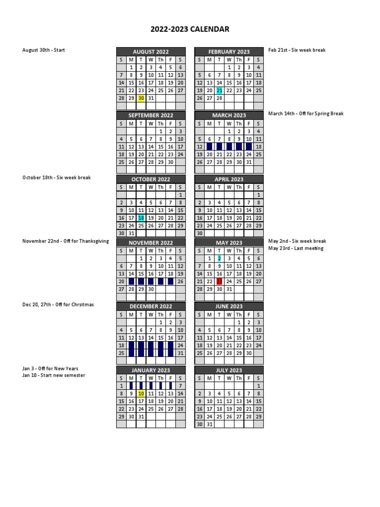 2022-2023 Academic Calendar | PDF